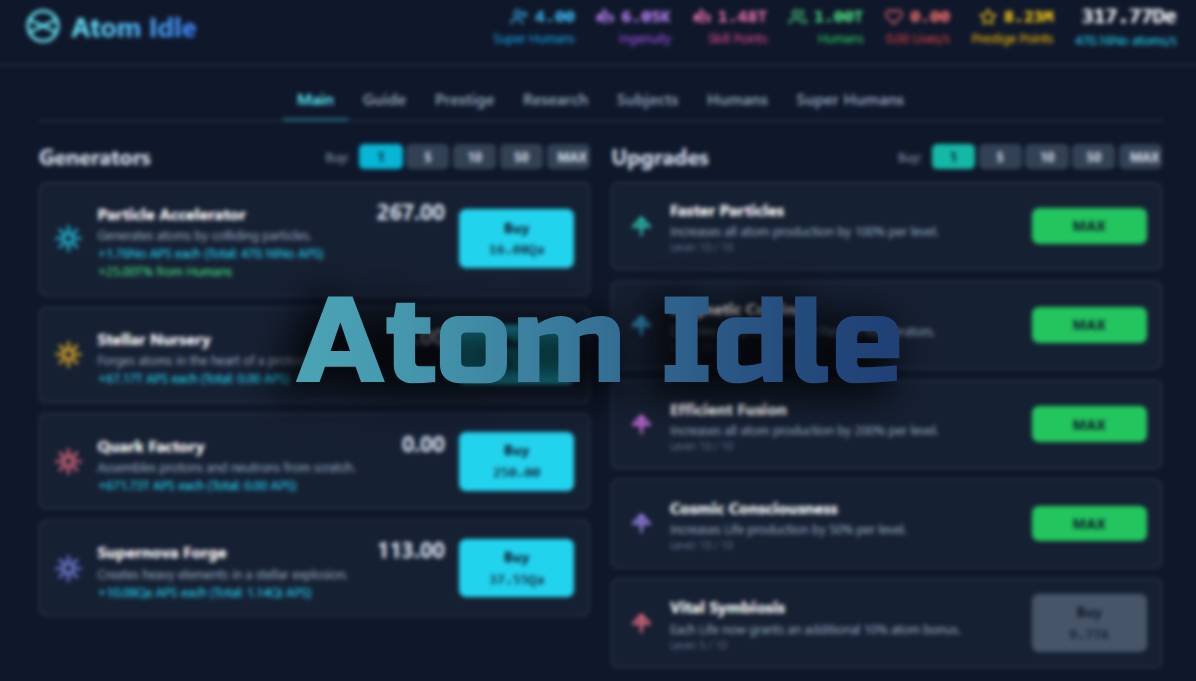 Atom Idle 🕹️ Play now on HahaGames